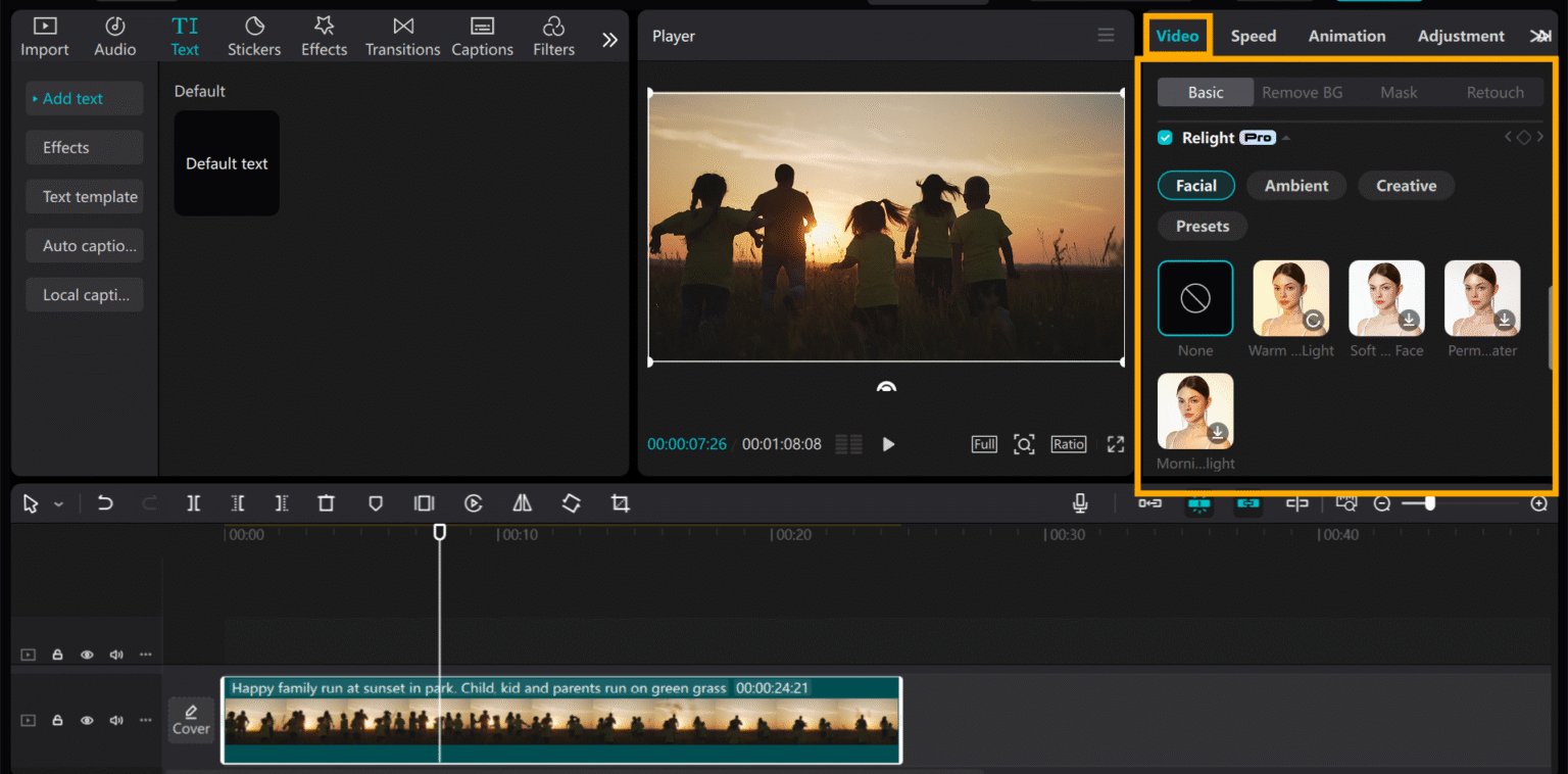 Simple Guide to Using the Relight Feature in CapCut Desktop Video Editor